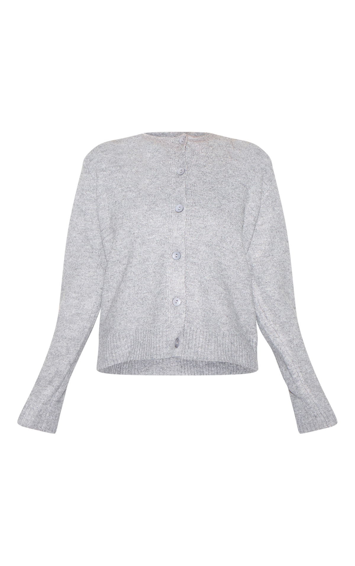 Ash Grey Melange Knit Basic Button Up Cardigan | Knitwear | PLT AUS