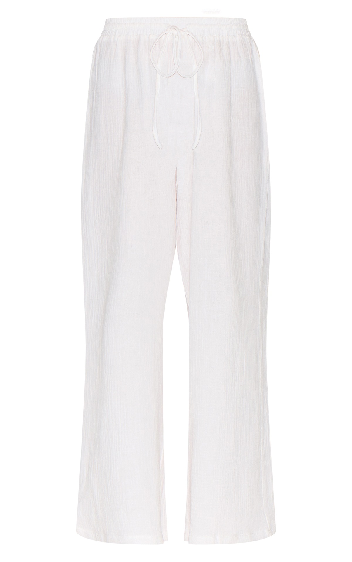 Petite White Cheesecloth Textured Wide Leg Pant | Petite | PLT USA
