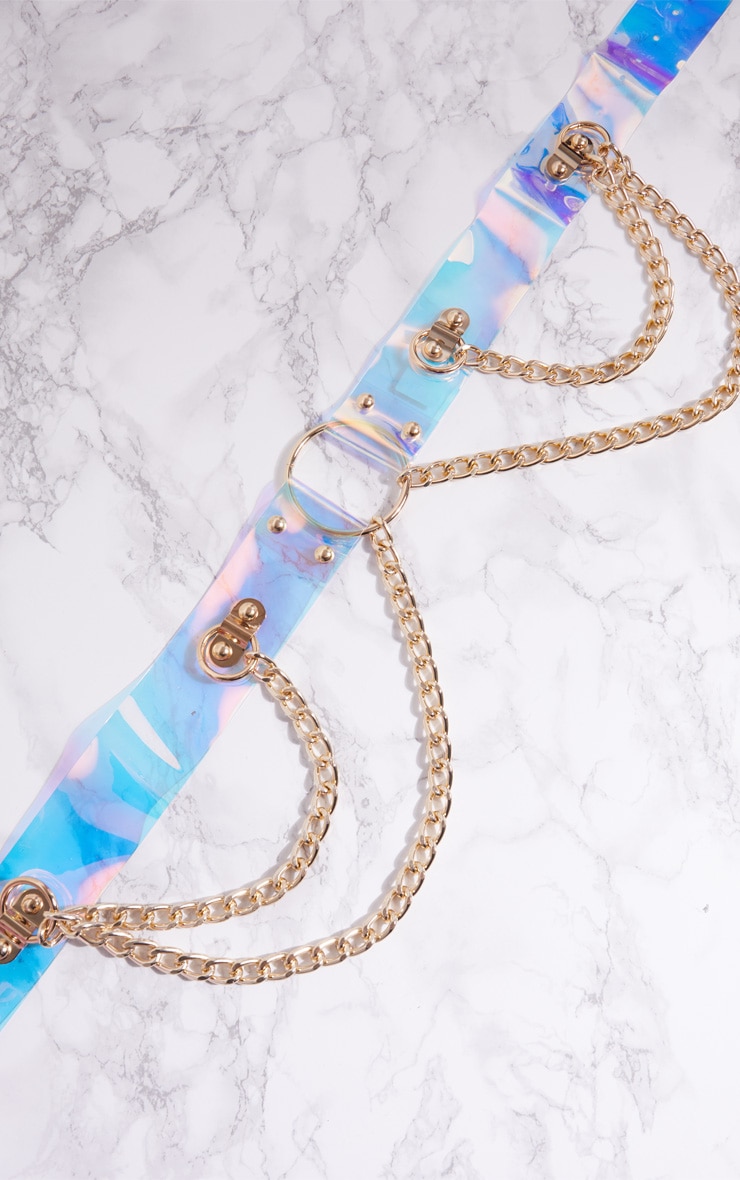 Iridescent Acrylic Chain Belt | PrettyLittleThing USA
