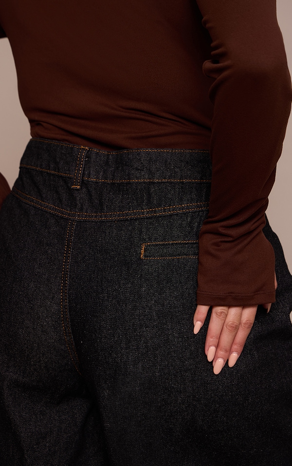 Plus Raw Indigo Wash Longline Denim Jorts | Plus Size | PLT