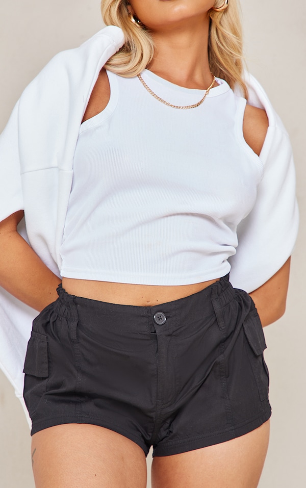 Petite Black Lightweight Low Rise Cargo Shorts | Petite | PLT