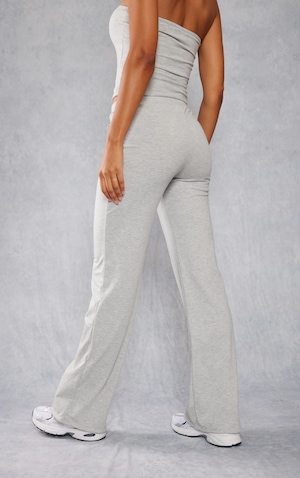 PLT Ash Grey Badge Low Rise Straight Leg Trousers | Co-ords | PLT