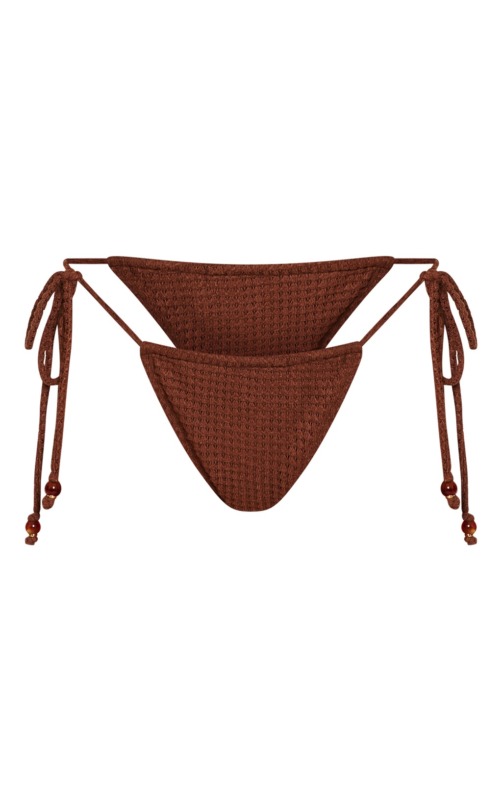 Mocha Crochet Bead Trim String Tie Bikini Bottoms | Swimwear | PLT