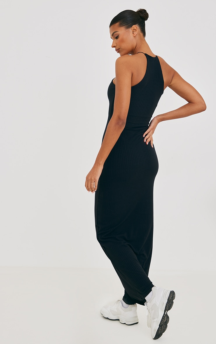 Black Rib Racer Spaghetti Strap Maxi Dress | Dresses | PLT