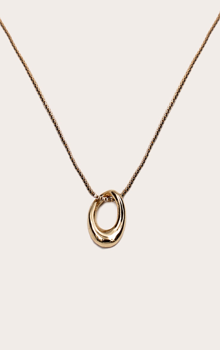 Gold Twist Cut Out Pendant Necklace | Accessories | PrettyLittleThing USA