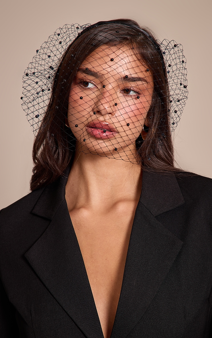 Black Beaded Fishnet Veil Headband | Accessories | PLT IRE