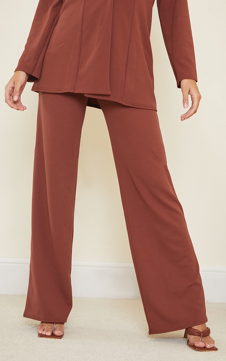 Chocolate Brown Wide Leg Trousers | Co-Ords | PrettyLittleThing