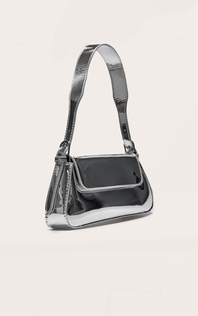 Silver Metallic Trapeze Shoulder Bag | Accessories | PLT