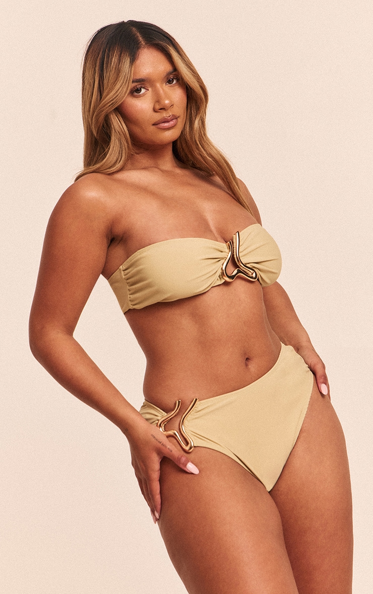 Shape Olive Gold Wave Trim Bikini Bottoms | Shape | PLT