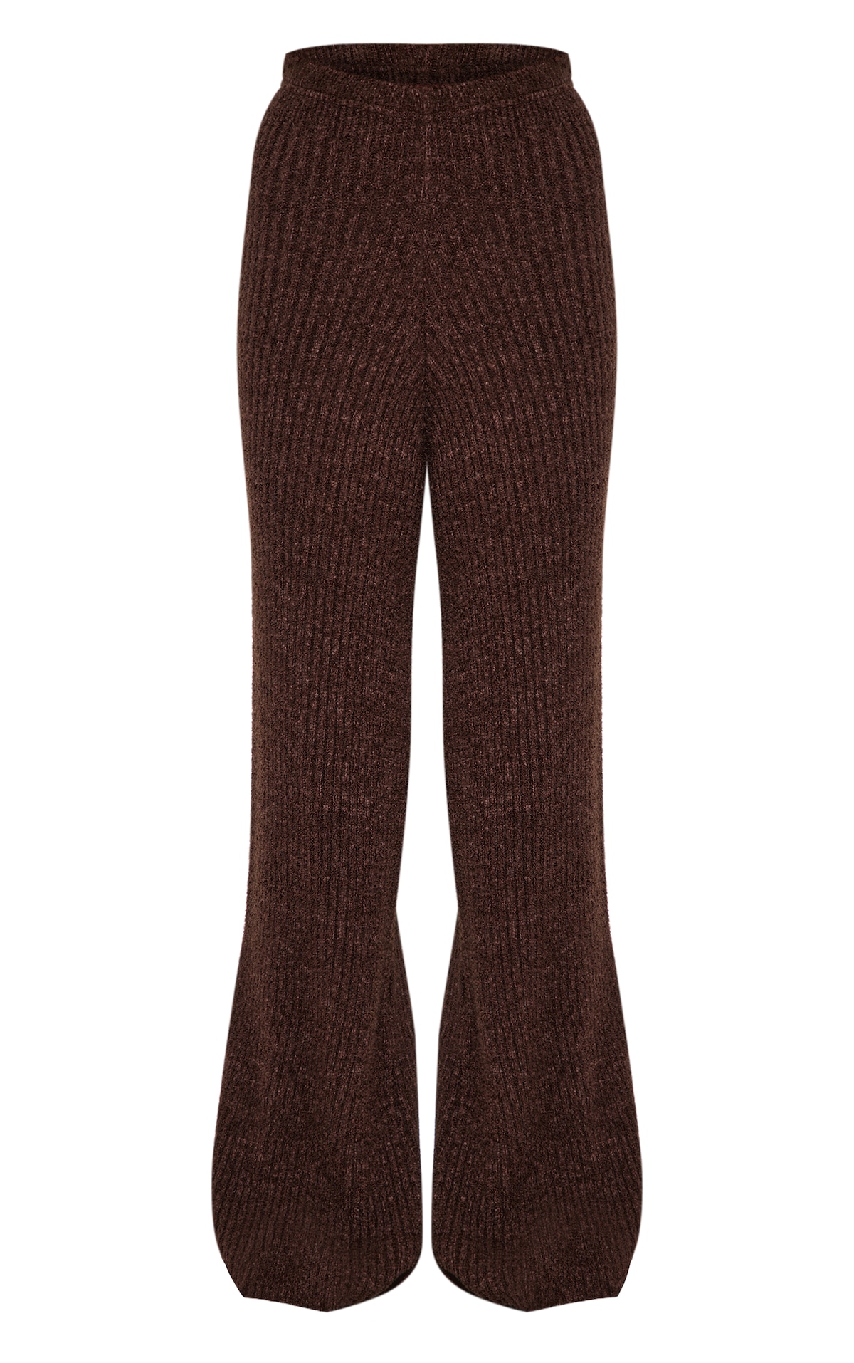 Chocolate Rib Boucle Knit Wide Leg Trouser | Knitwear | PLT