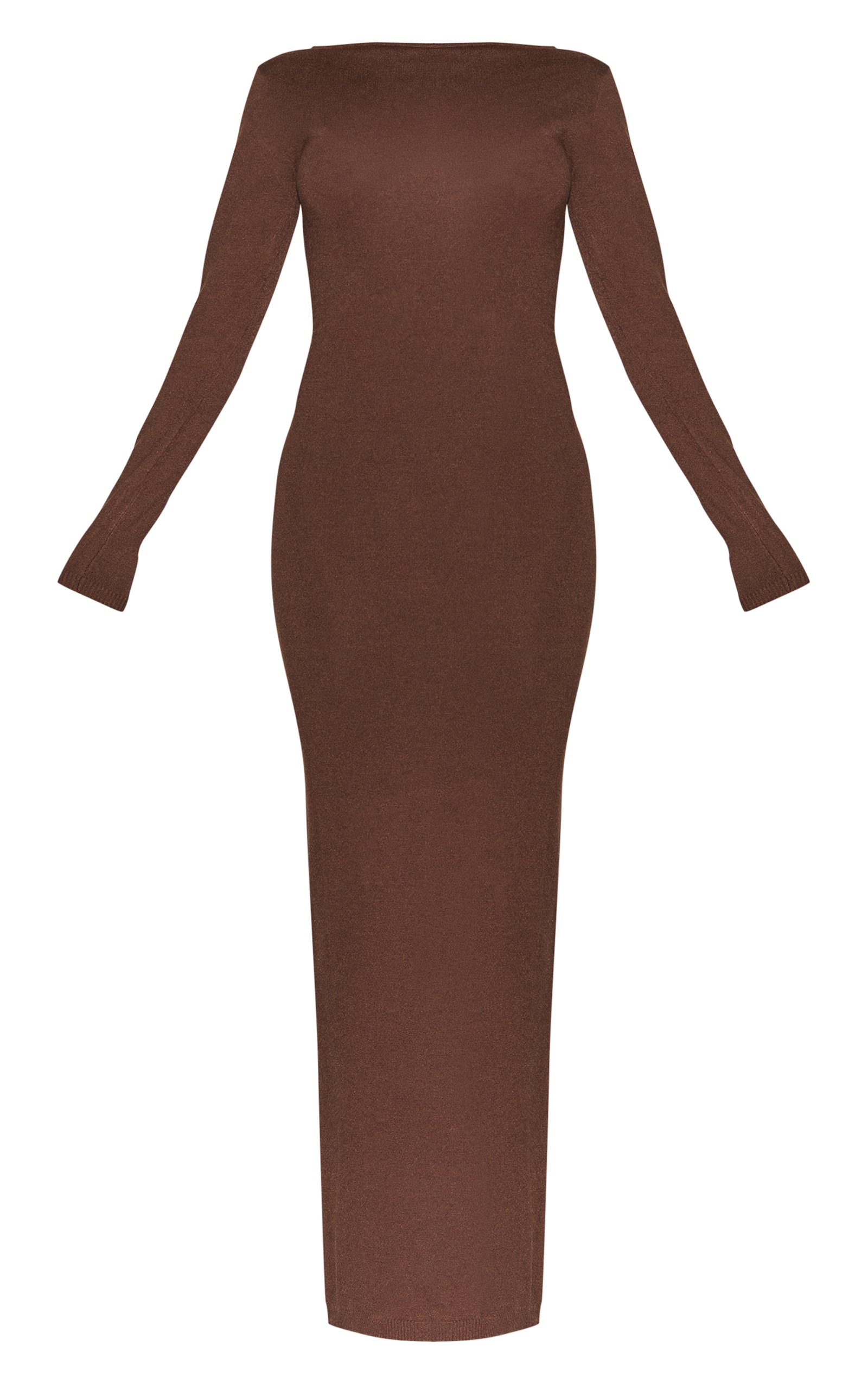 Chocolate Basic Asymmetric Neckline Maxi Dress | Knitwear | PLT