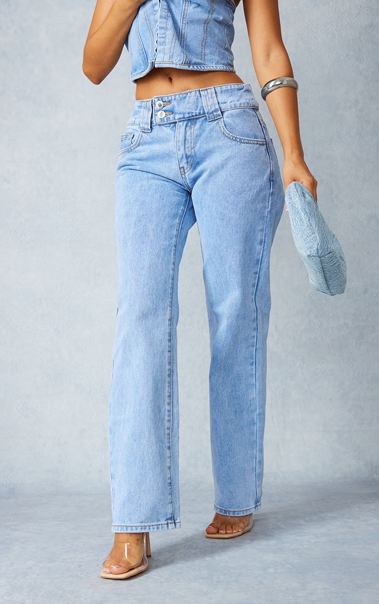 Petite Light Blue Wash Denim Straight Leg Jeans | Petite ...