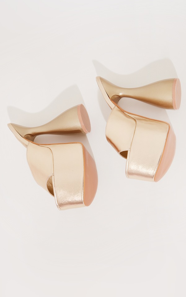 Gold PU Extreme Platform Heeled Mules | Footwear | PLT AUS