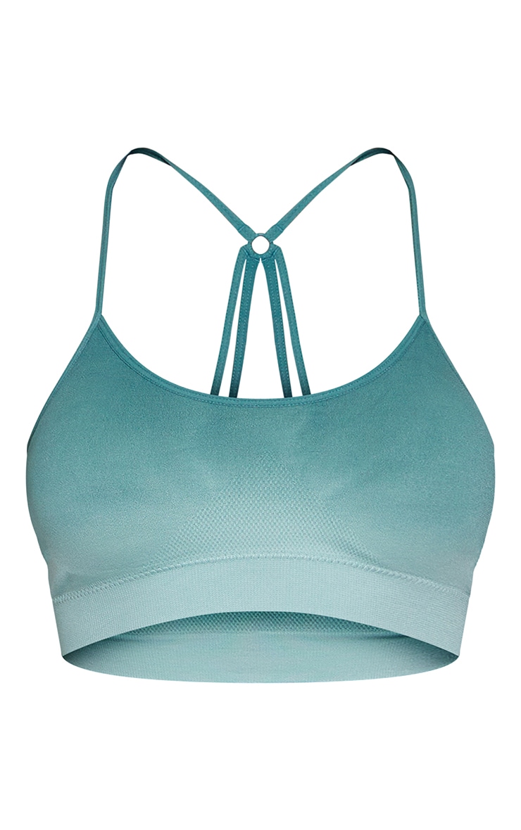 Green Strappy Back Seamless Ombre Bra | Activewear | PrettyLittleThing UAE