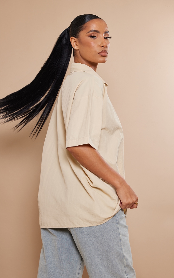 Stone Oversized Short Sleeve Shell Shirt | PrettyLittleThing