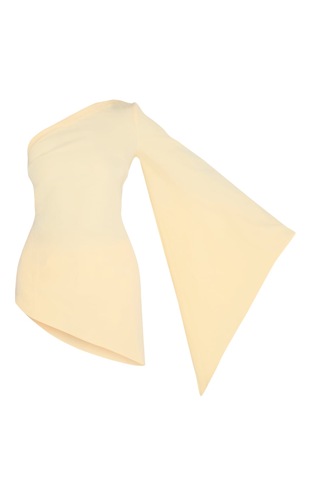 Butter Yellow Asymmetric Flare Sleeve Long Top | Tops | PLT USA