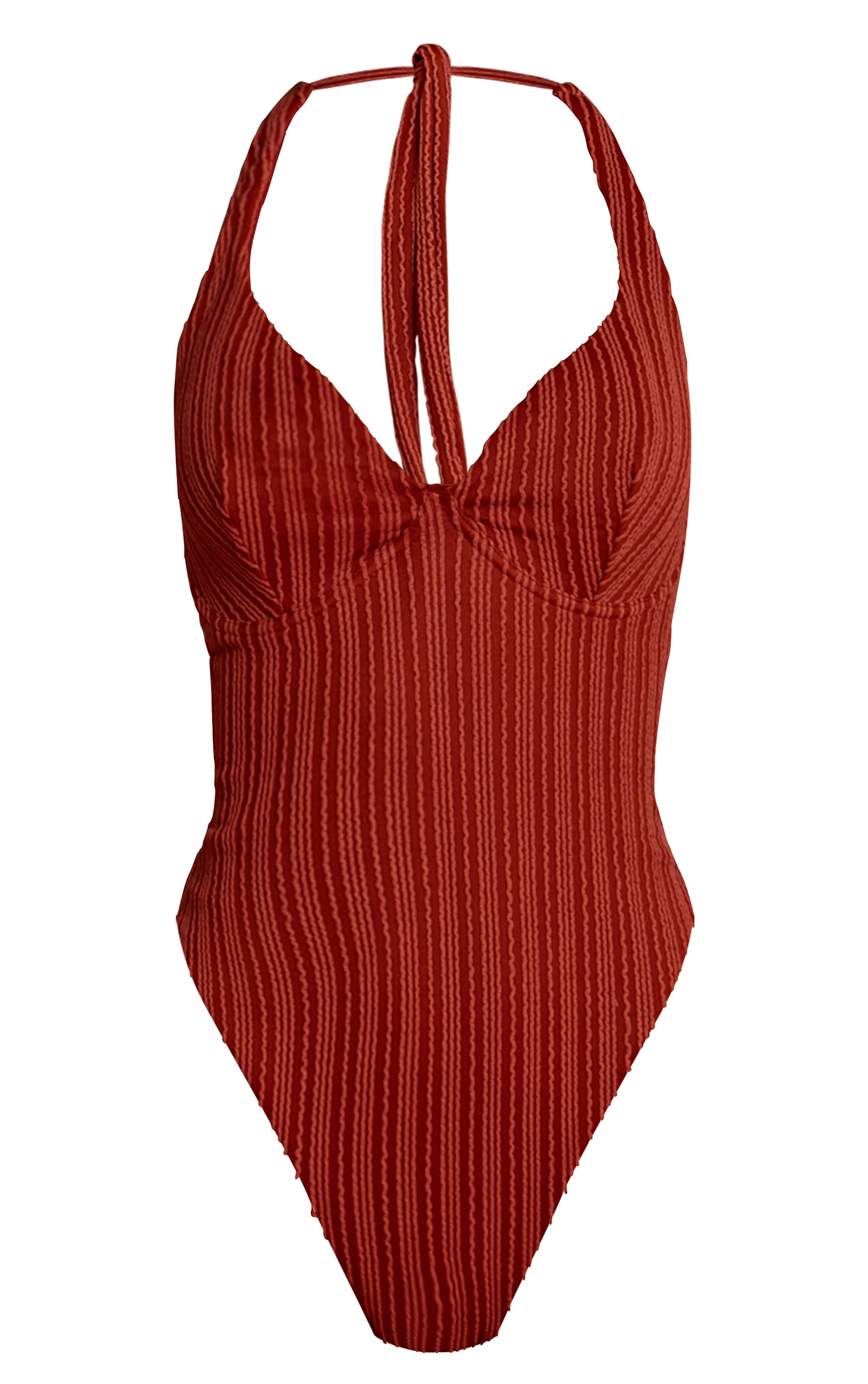 Rust Striped Textured Underwired Swimsuit | Swimwear ...