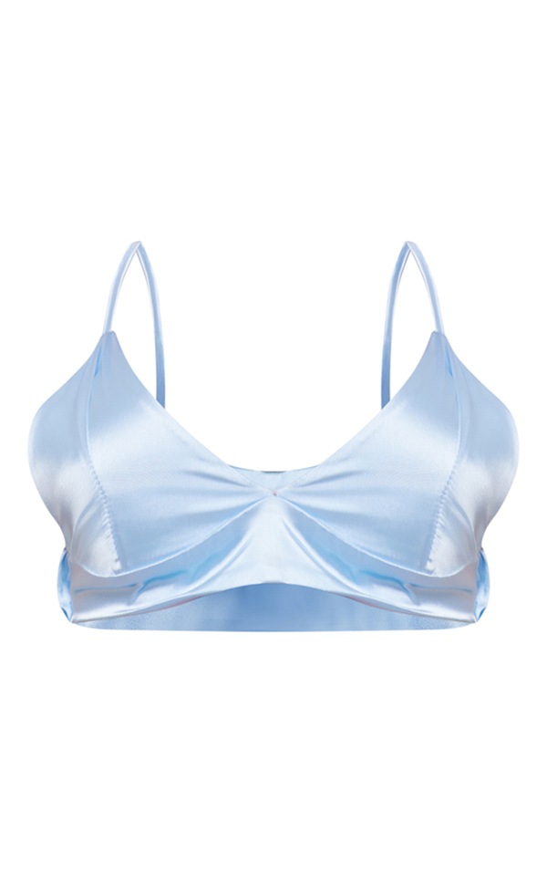 Blue Satin Pj Bralette | Lingerie & Nightwear | PrettyLittleThing