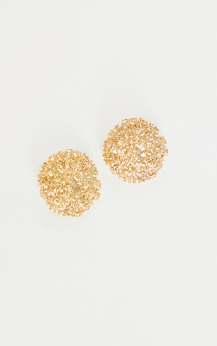 Gold Textured Circle Stud | PrettyLittleThing USA