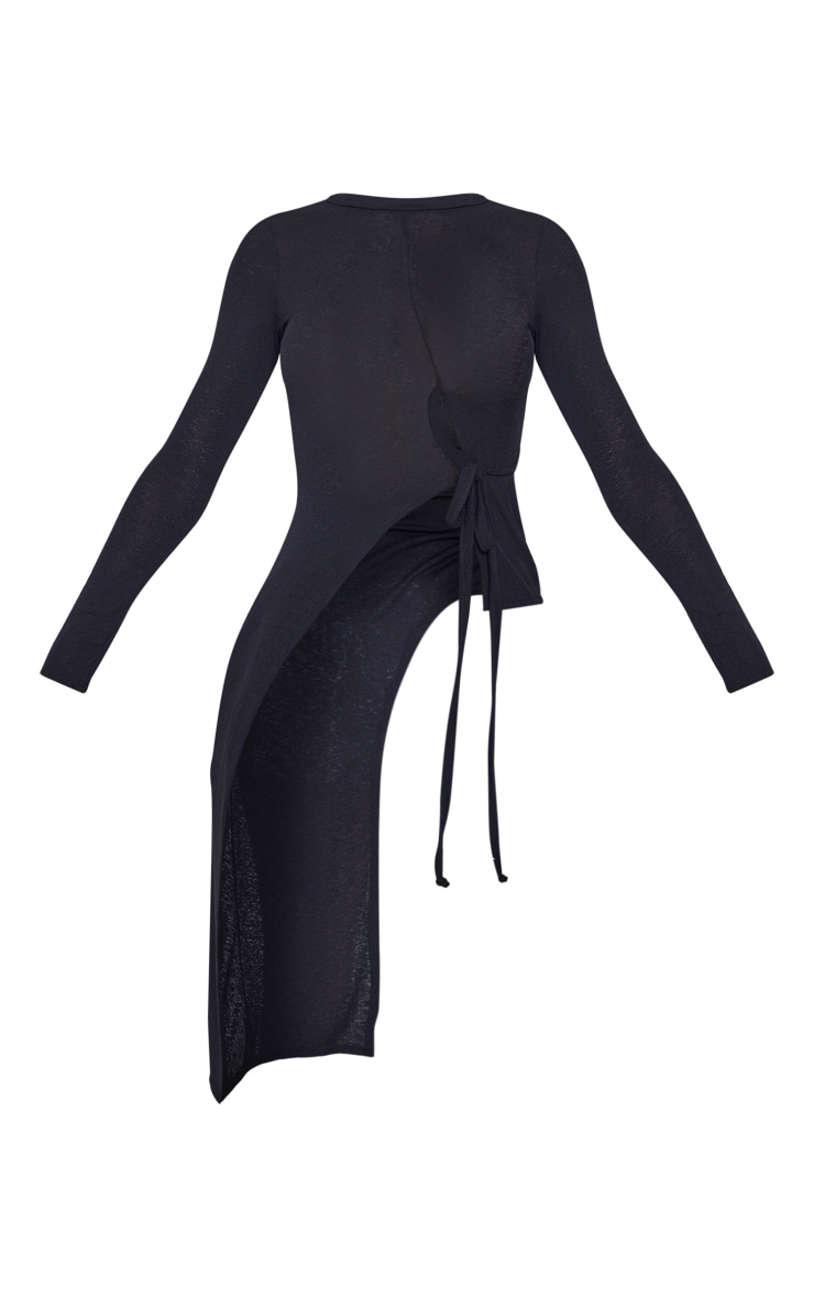 Black Asymmetric Long Sleeve Top | Tops | PrettyLittleThing