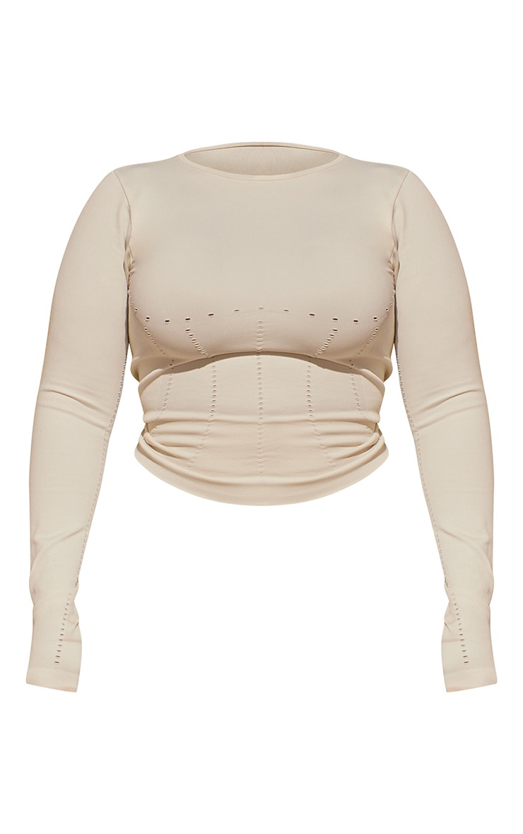 PLT Plus Bone Seamless Laser Cut Long Gym Top | Athleisure | PLT