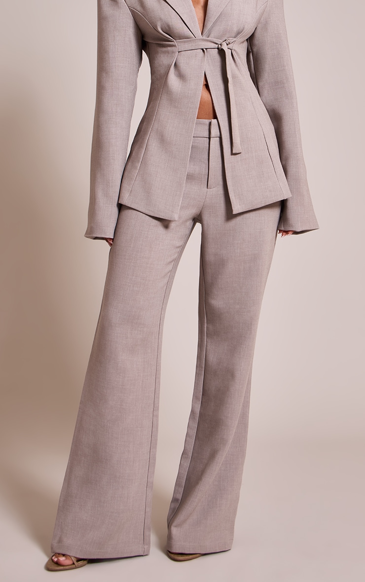 Petite Ash Grey Wide Leg Tailored Trousers | Petite | PLT