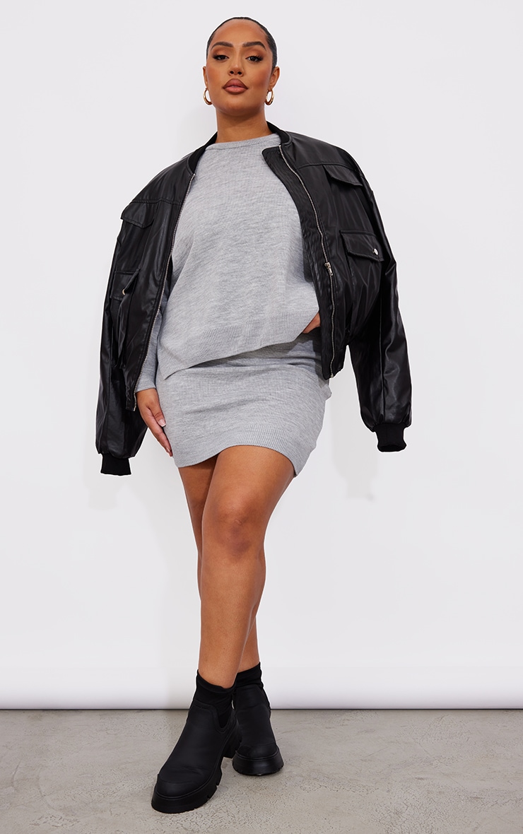 Plus Grey Knitted Side Split Jumper | Plus Size | PLT
