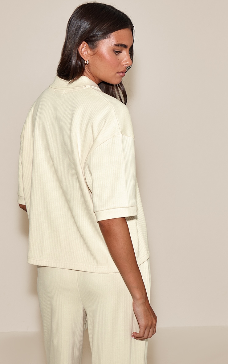 Butter Cream Button Up Rib T-shirt | Co-ords | PLT