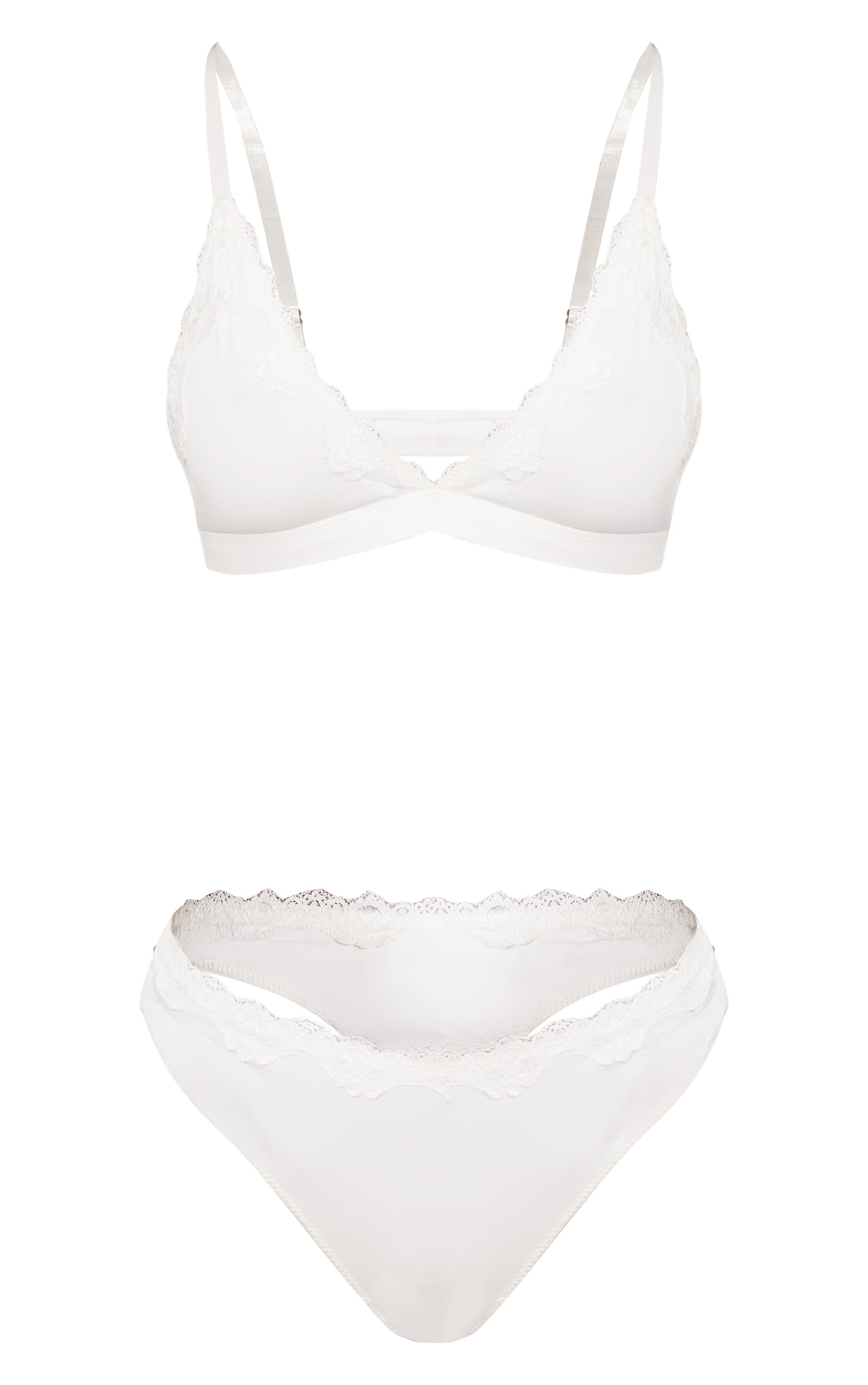 Cream Jersey Lace Trim Triangle Lingerie Set | Lingerie & Nightwear ...
