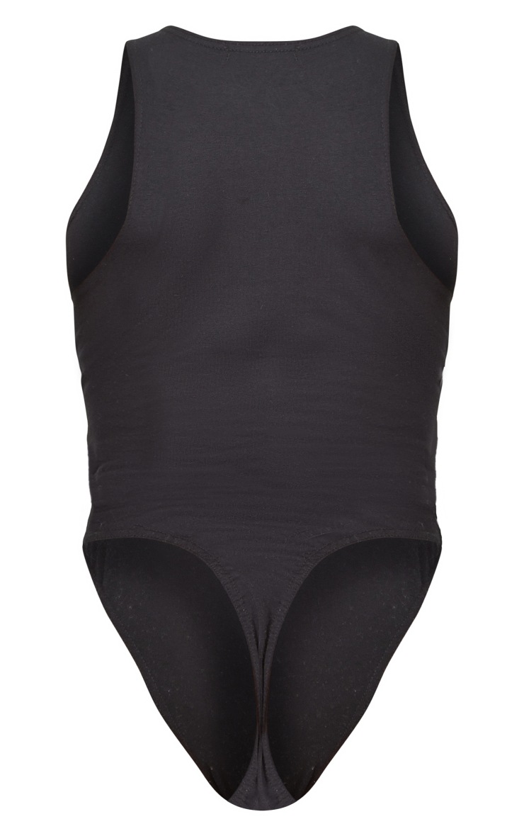 Black Basic Cotton Racer Bodysuit | Tops | PLT