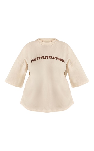 PRETTYLITTLETHING Plus Stone Puff Print T Shirt | Plus Size | PrettyLittleThing USA