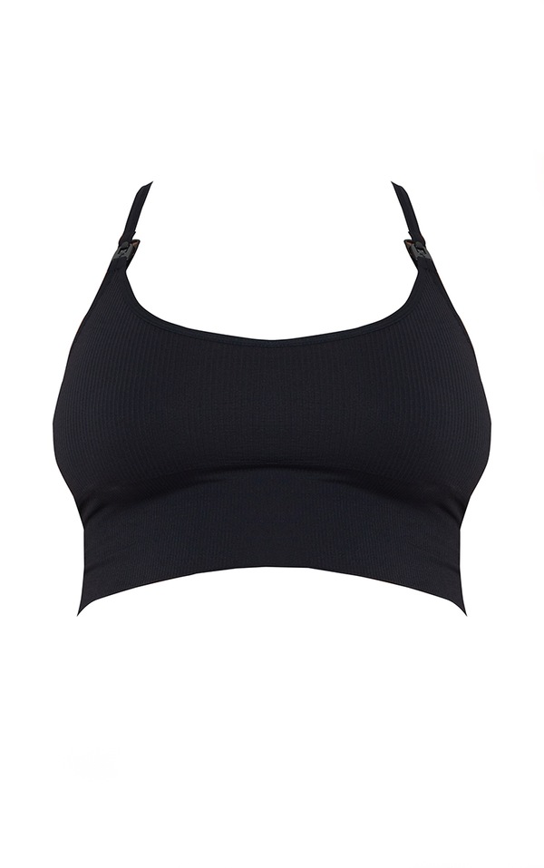Maternity Black Seamless Strappy Nursing Bra | Maternity ...