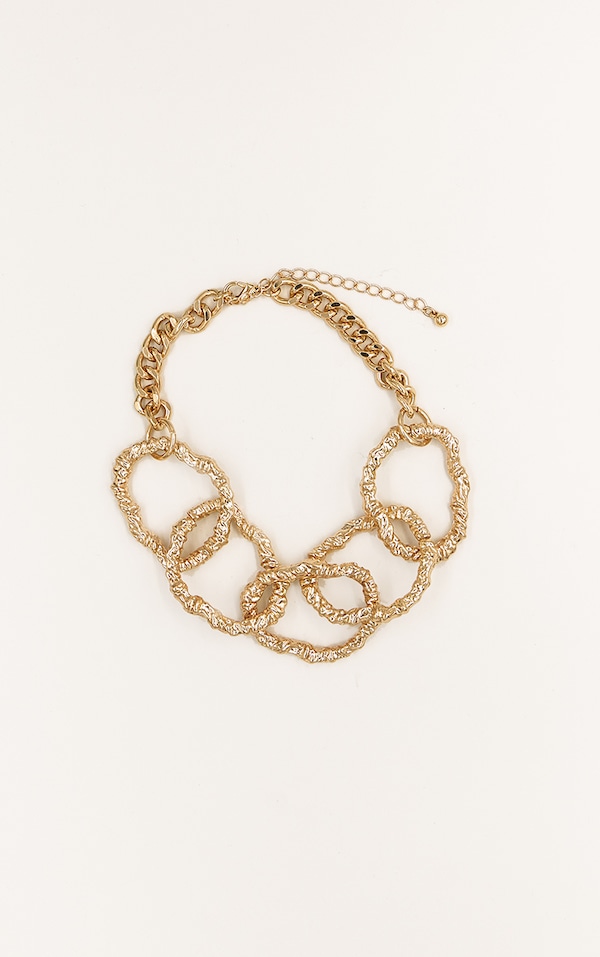 Gold Texture Hoop Choker | Accessories | PrettyLittleThing CA