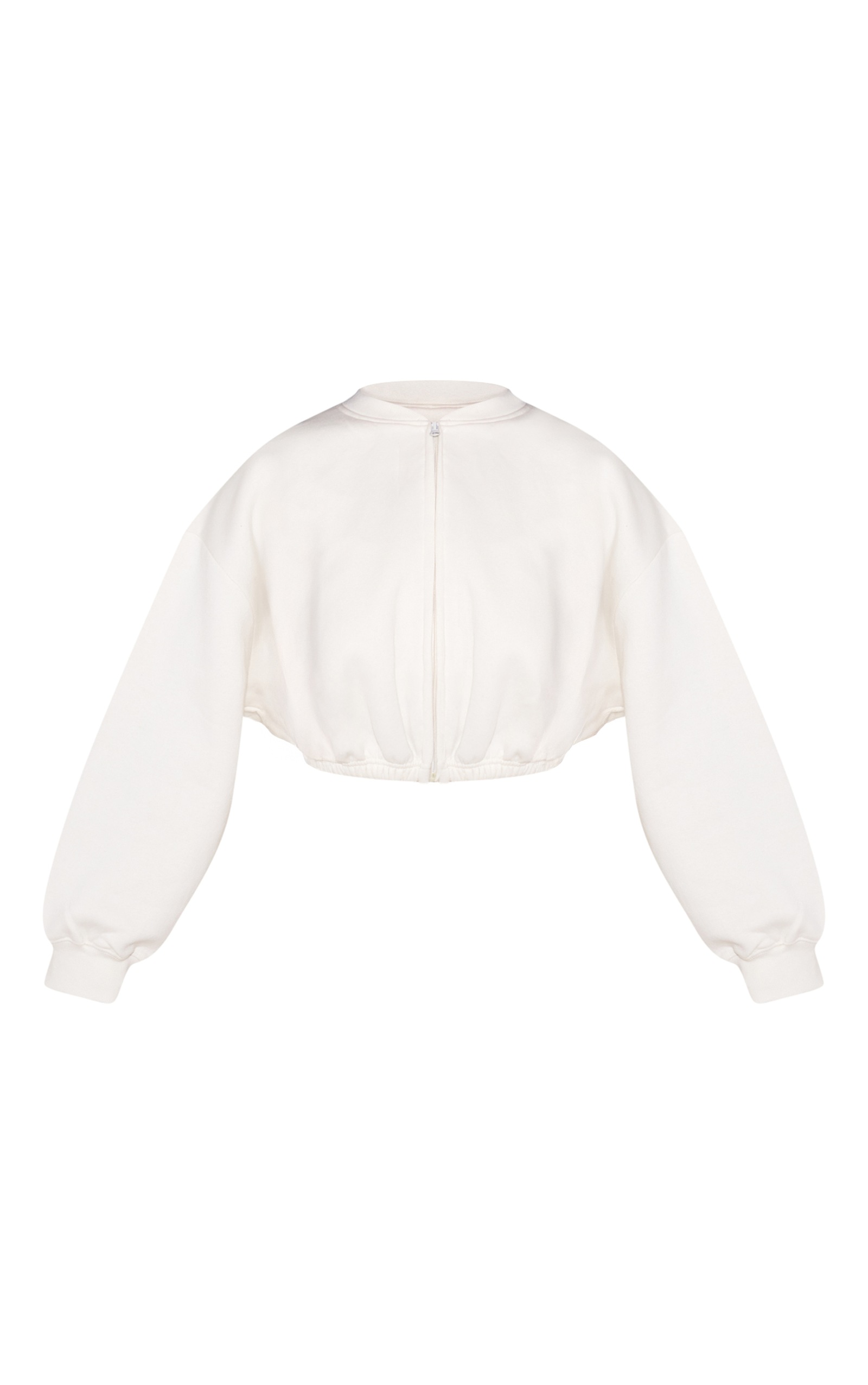 Off White Drawcord Waist Cropped Zip Up Sweatshirt | Athleisure | PLT USA
