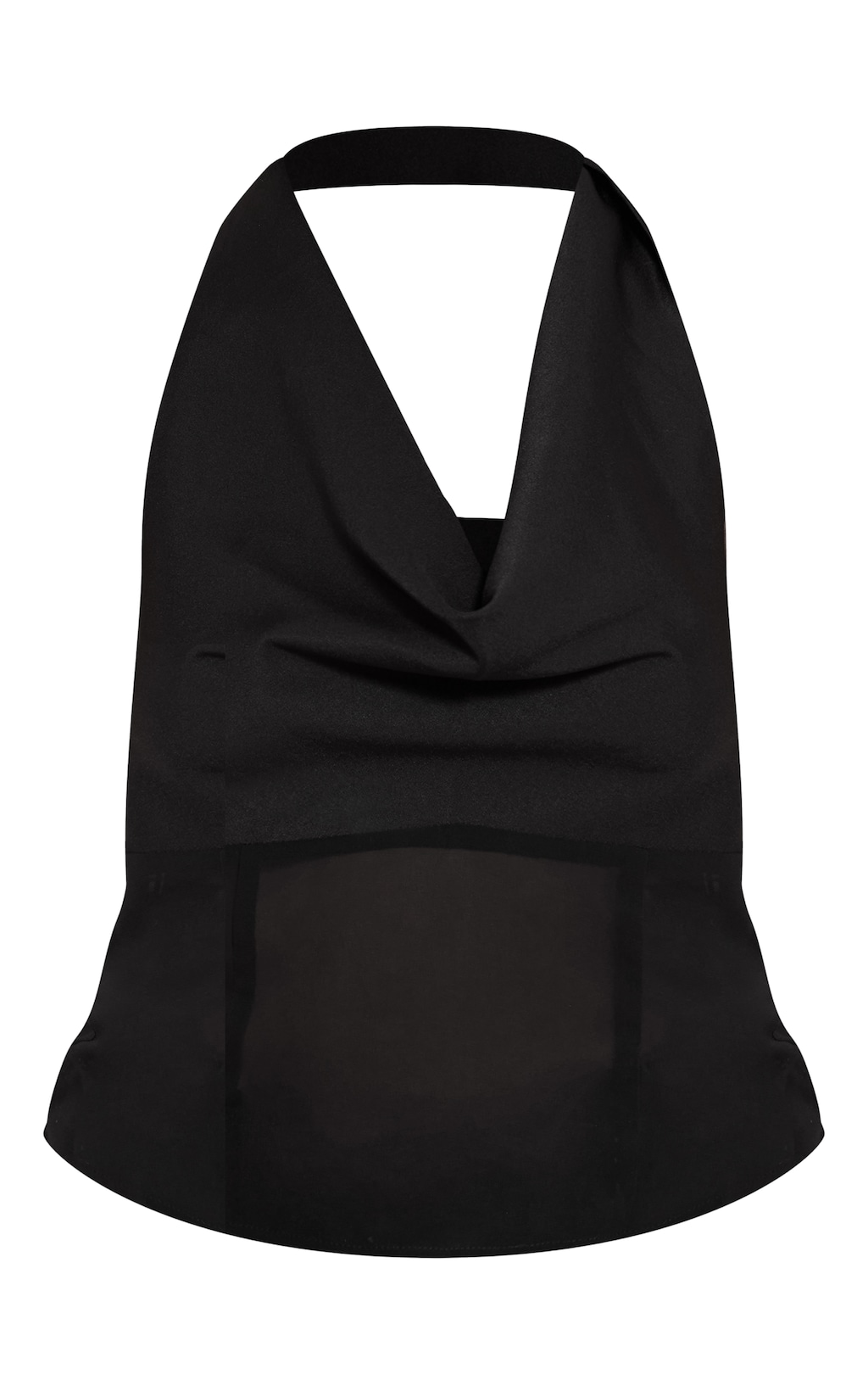 Shape Black Woven Cowl Neck Mesh Insert Top | Shape | PrettyLittleThing USA