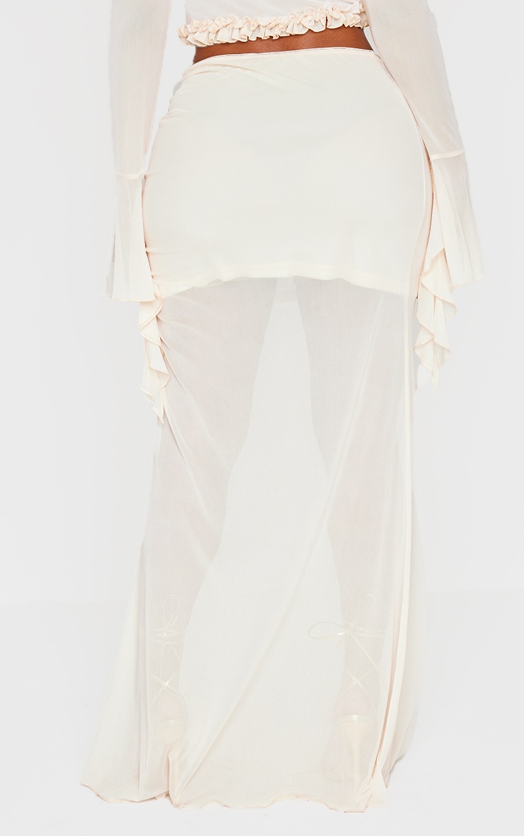 Shape Cream Low Rise Frill Side Split Maxi Skirt | Shape | PLT