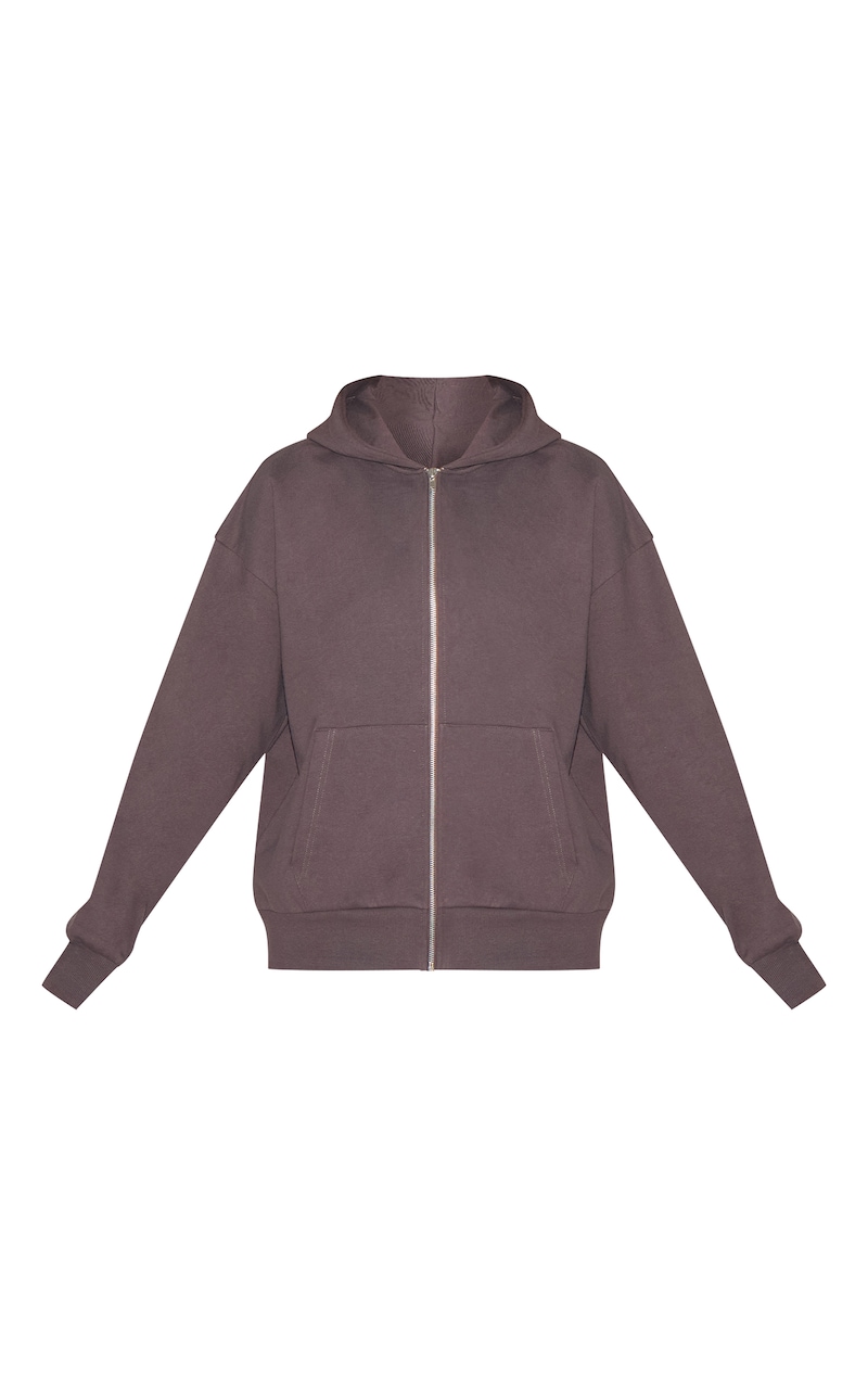 Charcoal Premium Zip Up Oversized Sweat Hoodie | Athleisure | PLT