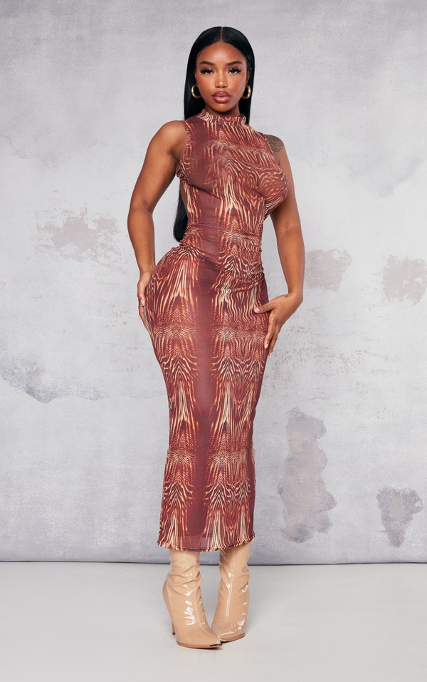 Shape Brown Zebra Extreme Cut Out Back Dress | Shape ...