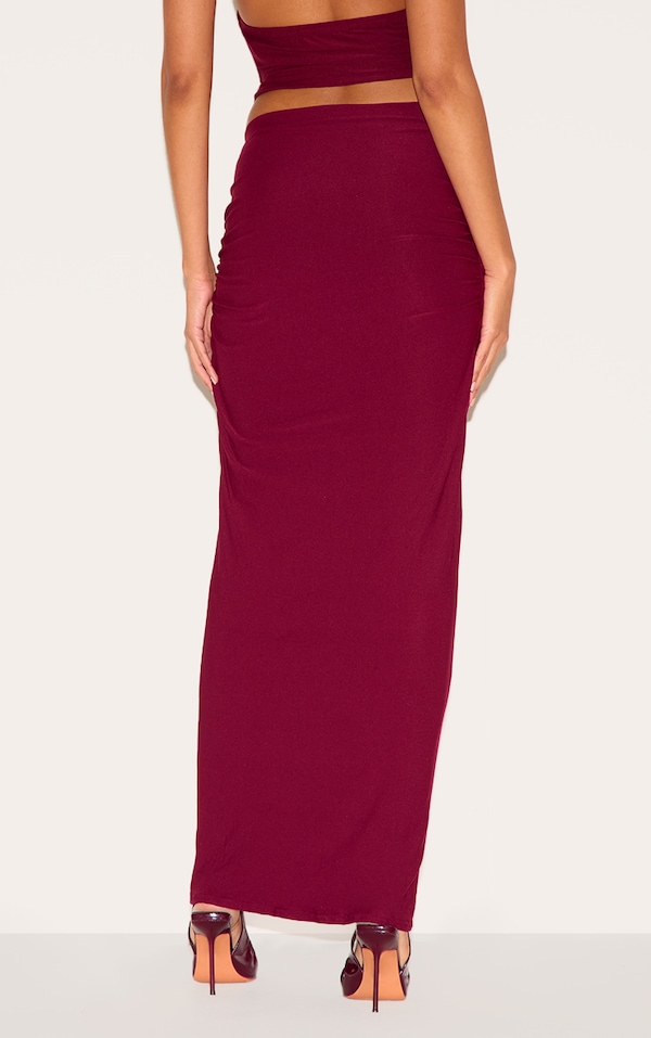 Burgundy Soft Touch Ruched Back Maxi Skirt | Co-ords ...
