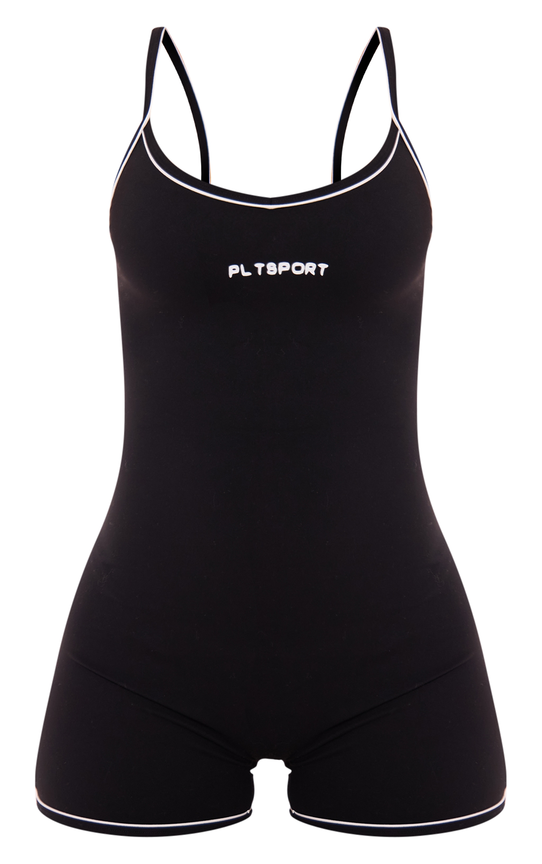 PLT Black Sculpt V Neck Contrast Binding Unitard | Athleisure | PLT USA