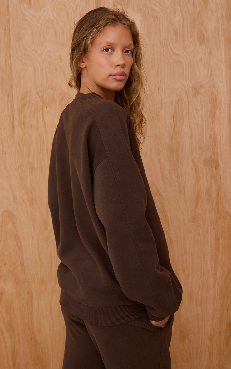 Chocolate PLT Embossed Crew Neck Sweatshirt | Athleisure | PLT