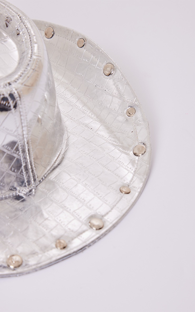Silver PU Croc Western Hat | Accessories | PrettyLittleThing USA