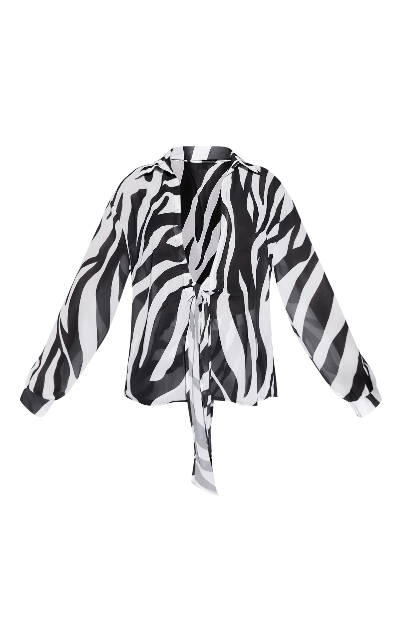 Monochrome Zebra Tie Front Oversized Beach Shirt | Swimwear | PLT