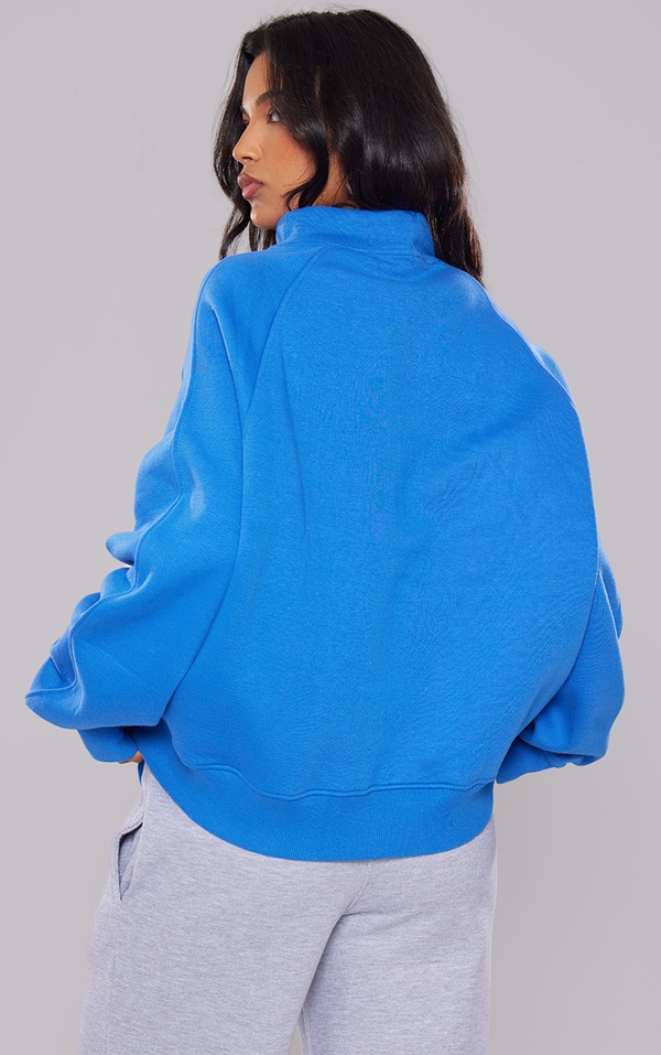 Blue Panel Detail Zip Up Pocket Sweatshirt | Athleisure | PLT