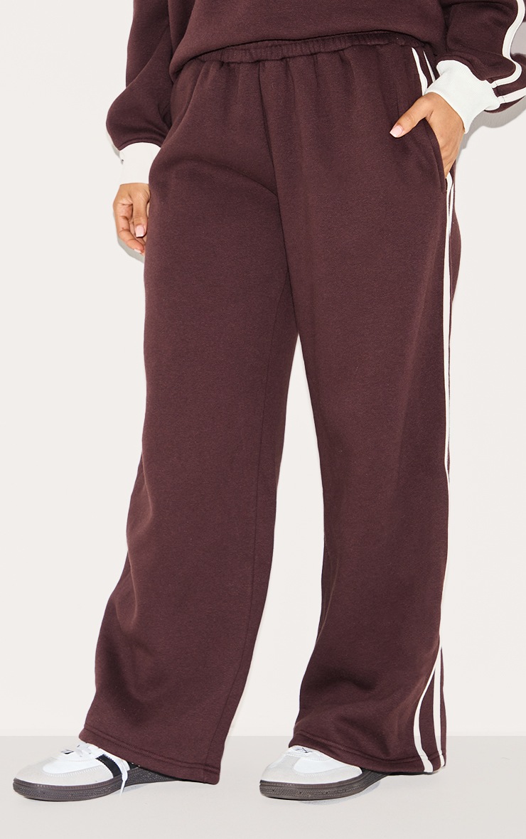 Petite Chocolate Wide Leg Stripe Detail Joggers | Petite ...