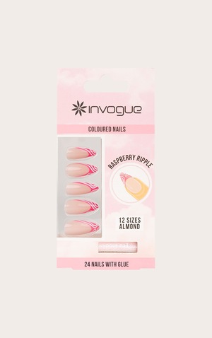 Invogue Raspberry Ripple Almond Nails (24 Pieces) | Beauty ...