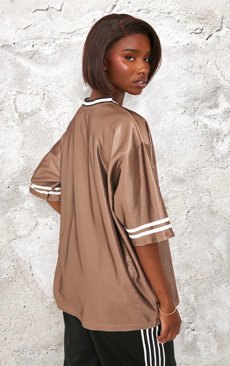 Tall Chocolate Contrast Trim Football Jersey | Tall | PrettyLittleThing USA