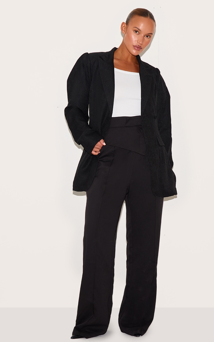 Plus Black Fold Over Waistband Flare Pants | Plus Size ...