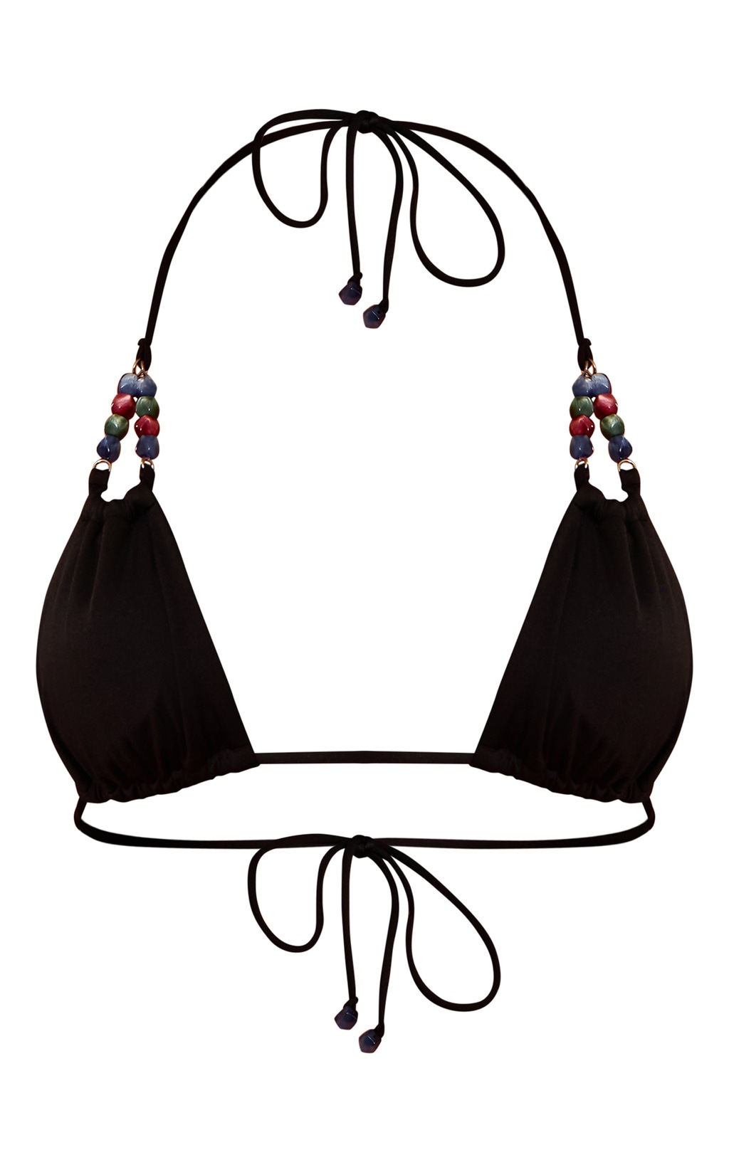 Black Bead Trim Double Strap Triangle Bikini Top | Swimwear ...