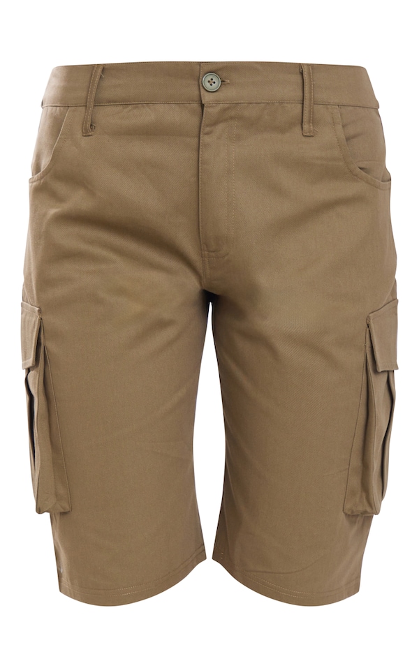 Khaki Oversized Cargo Long Shorts | Bottoms | PLT USA